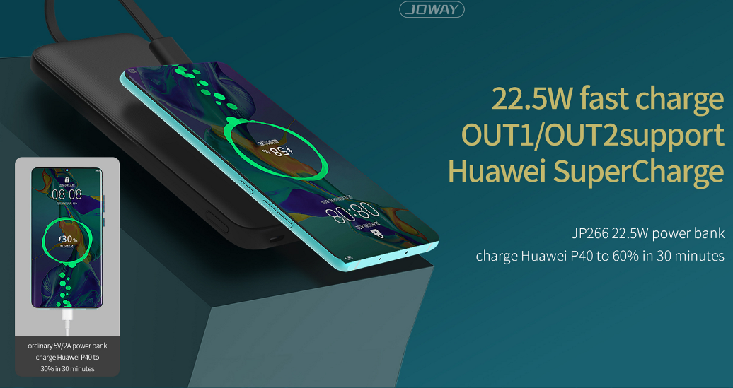 סוללת טעינה וגיבוי אוניברסלית כולל אינדיקטור לד תואם לאייפון אפל ג'וי וואי Joway JP266 22.5W ...